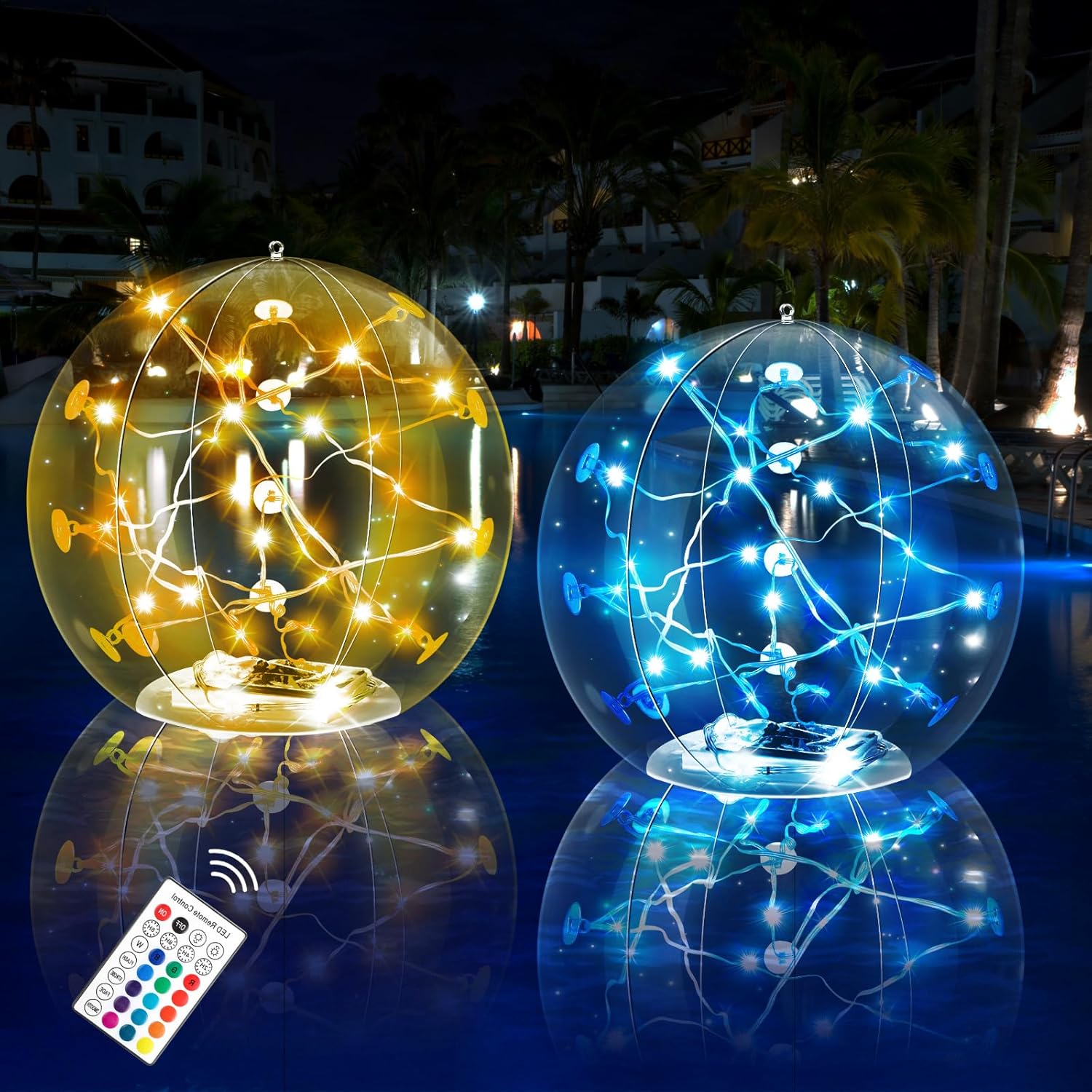 Amazon.com : Coume 2 Pcs Solar Floating Pool Lights 14" Outdoor Solar ...