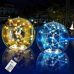 Amazon.com : Coume 2 Pcs Solar Floating Pool Lights 14" Outdoor Solar ...