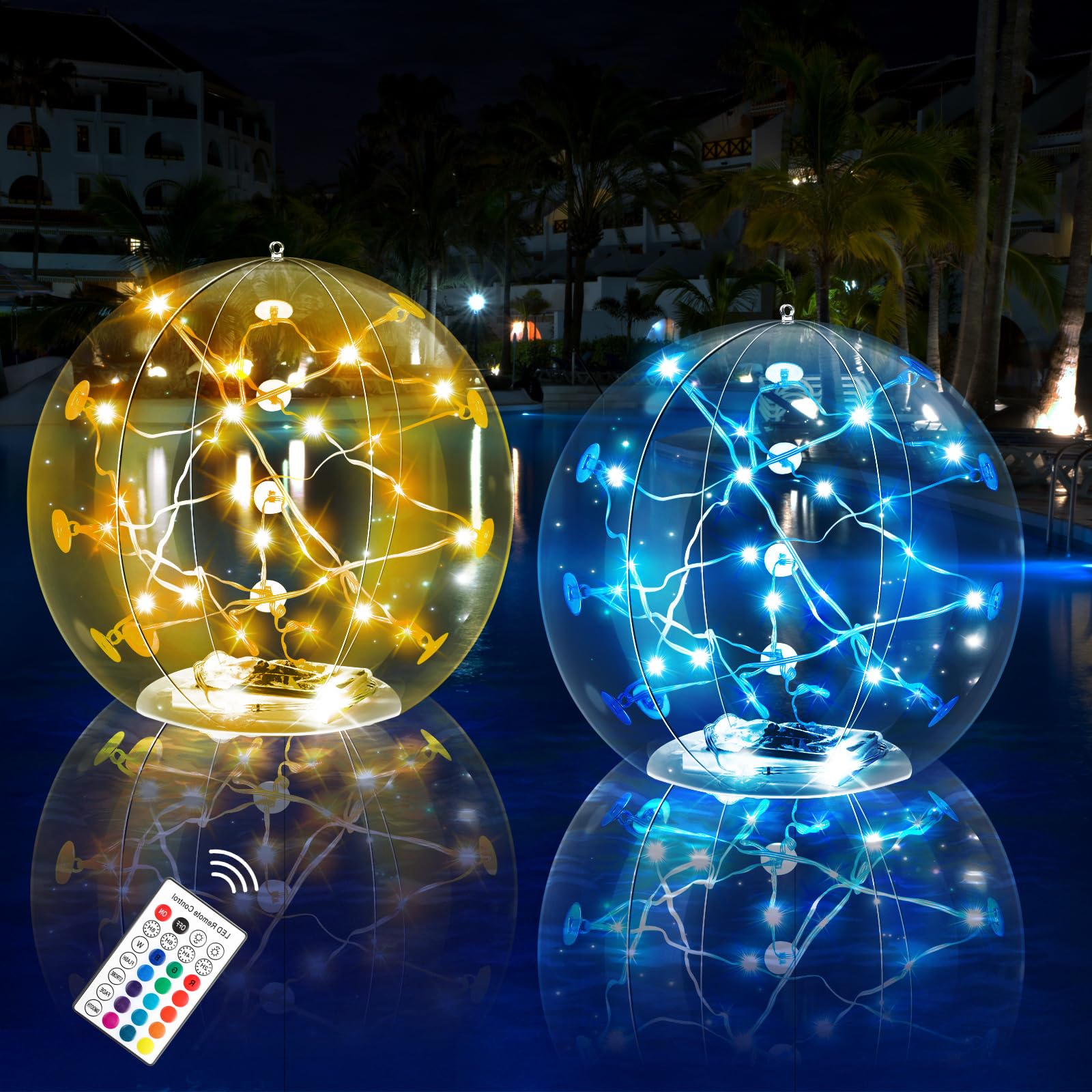 Amazon.com : Coume 2 Pcs Solar Floating Pool Lights 14" Outdoor Solar ...