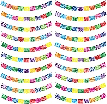 Amazon.com: Kinlop 20 Pcs Mexican Party Banners Papel Picado Banner ...