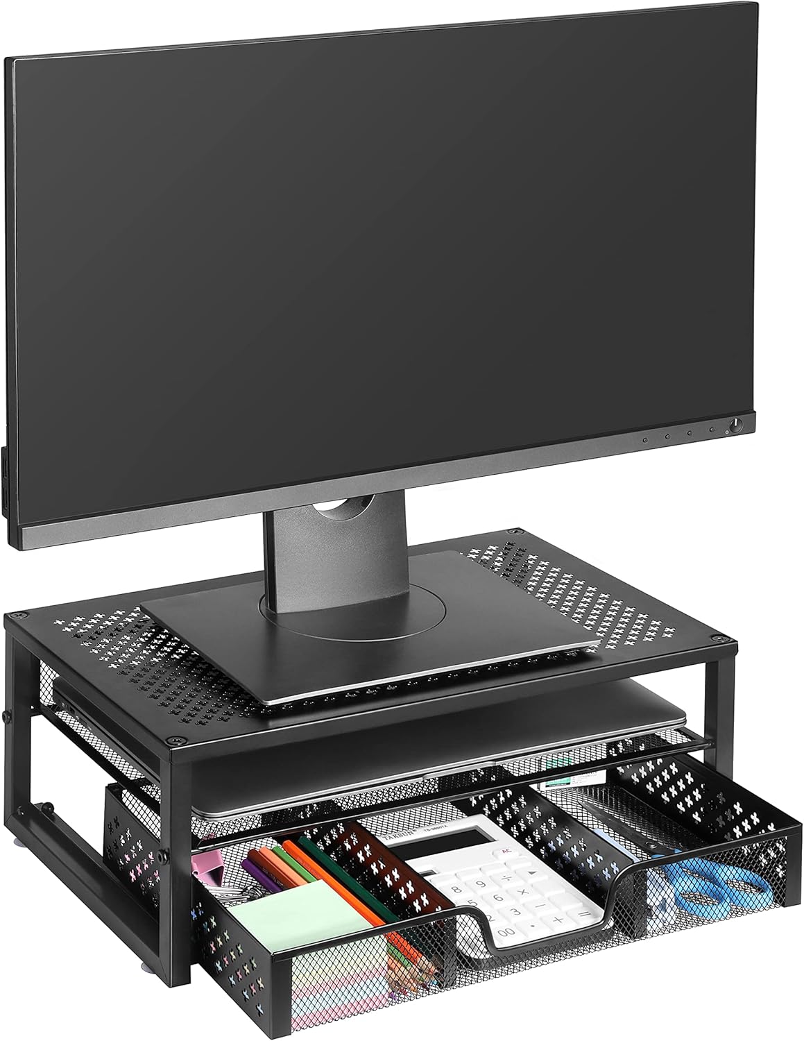 Ekisemio Metal Monitor Stand Riser and Computer Desk Organizer with ...