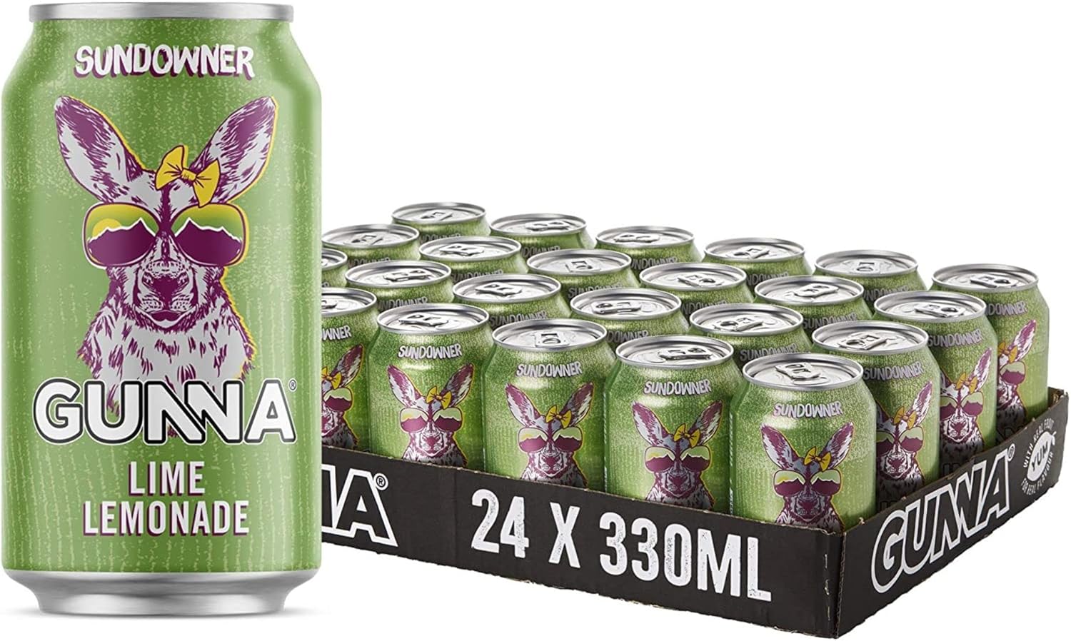 Gunna Fizzy Drinks, 24 Cans, Lime Lemonade, Natural Sparkling Soft ...
