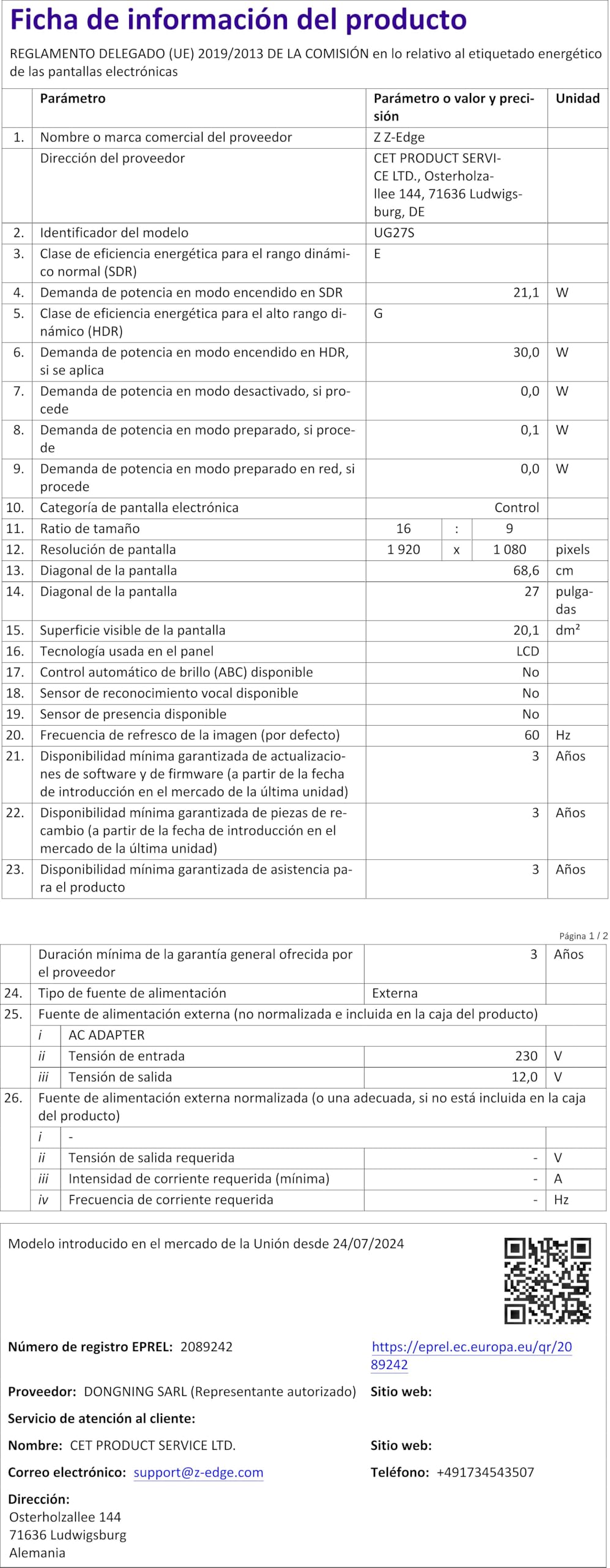 Z-Edge Monitor Gaming Curvo 27'' 2K QHD (2560x1440), 1ms, 165 Hz ...