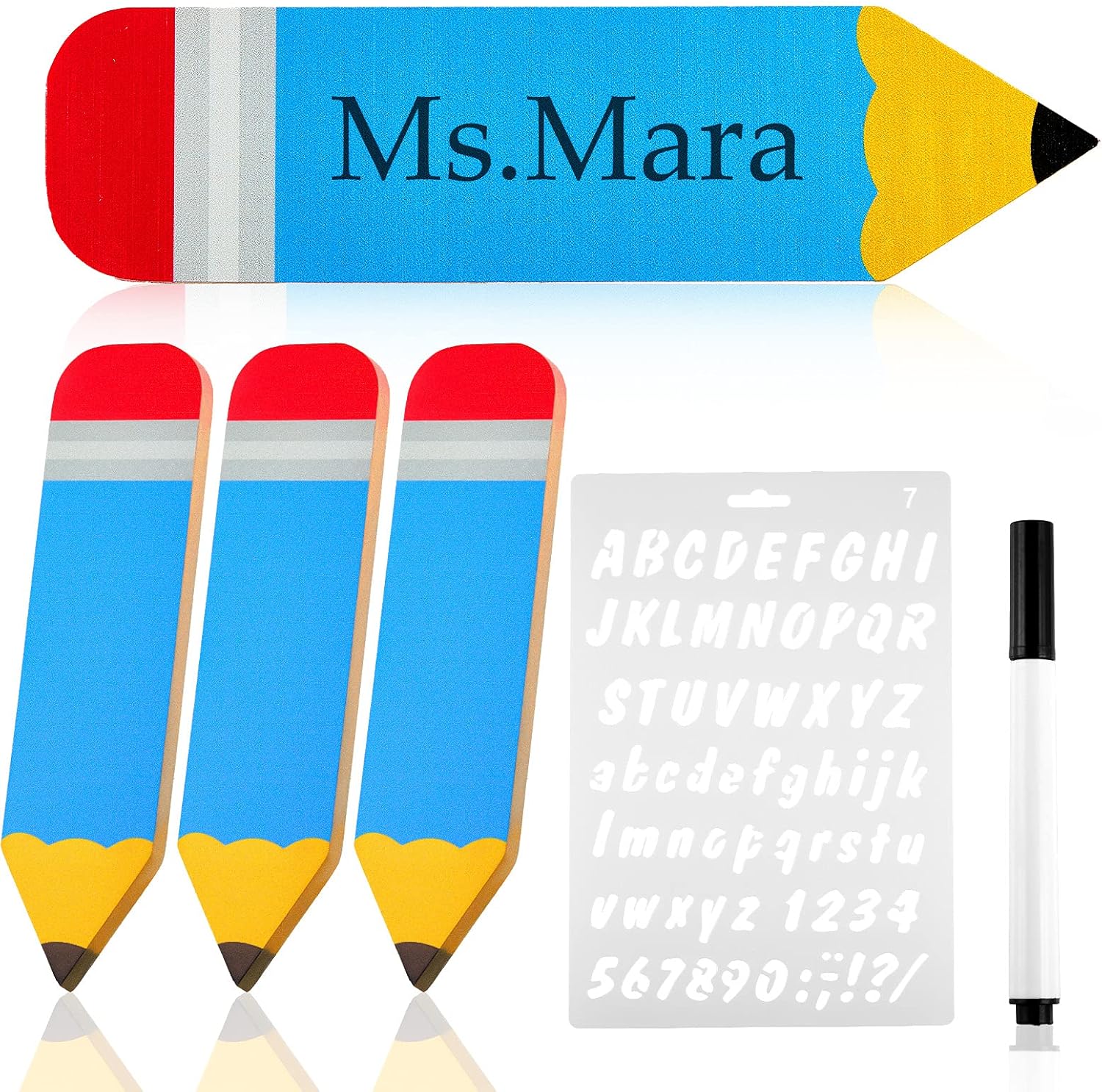 Amazon.com: 4 Pieces Personalized Pencil Name Plate,Teacher Supplies ...