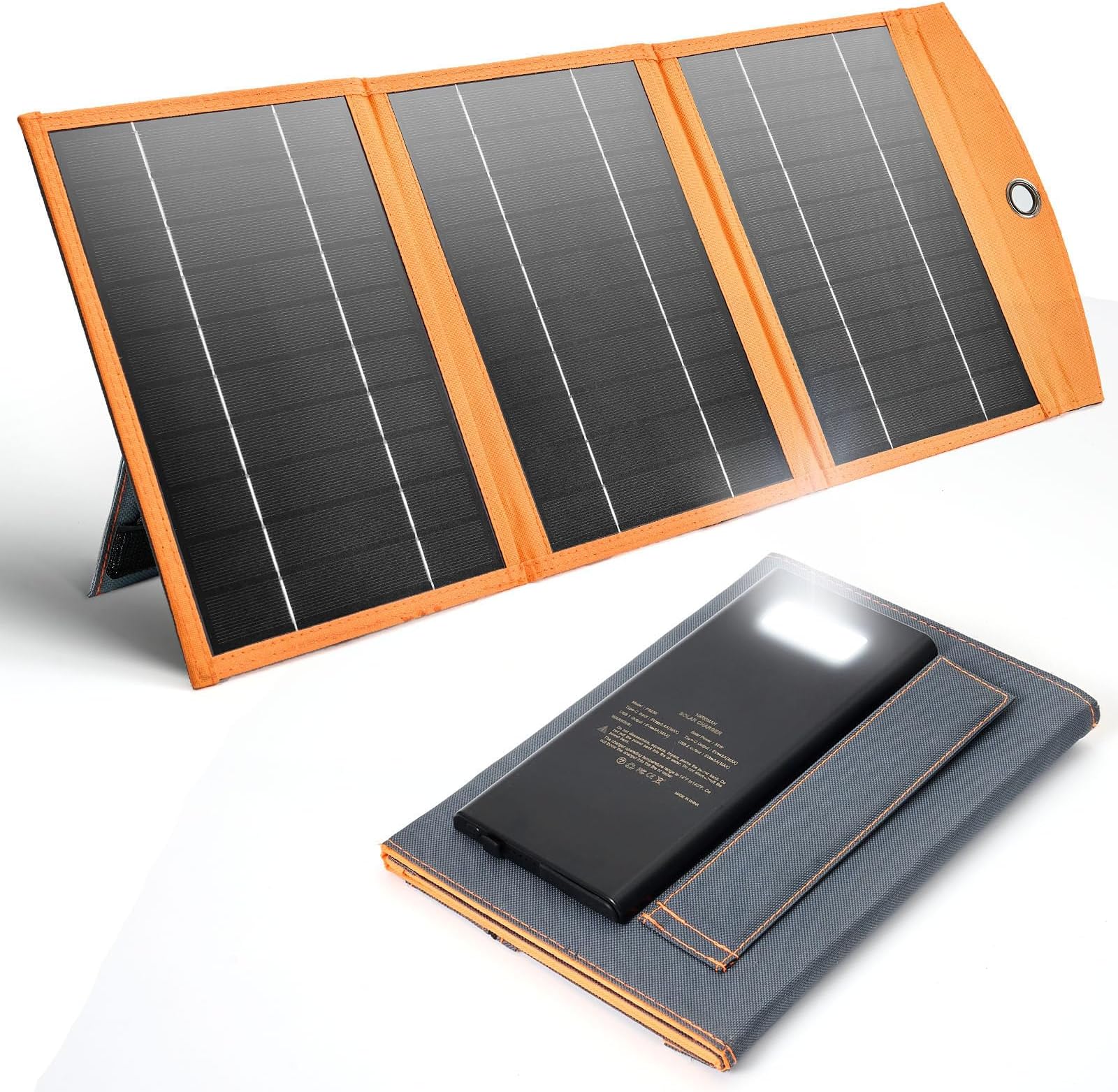 Amazon.com: Portable Solar Charger Upgraded 30W Power Bank Solar Panel ...