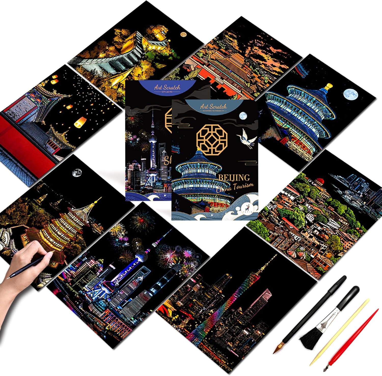 Amazon.com: Scratch Art for Adults-City Landmarks Scratch Painting ...