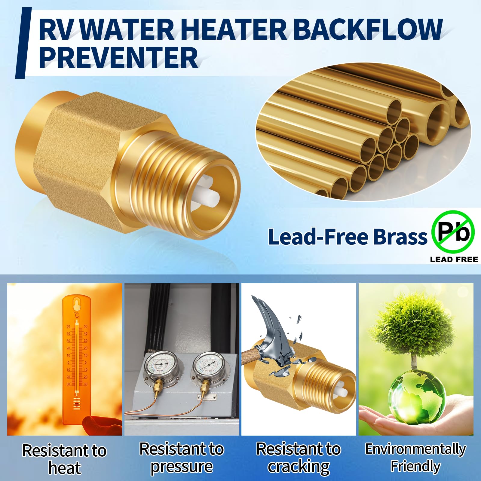 Snapklik.com : RV Water Heater Backflow Preventer, 1/2" NPT Male To ...