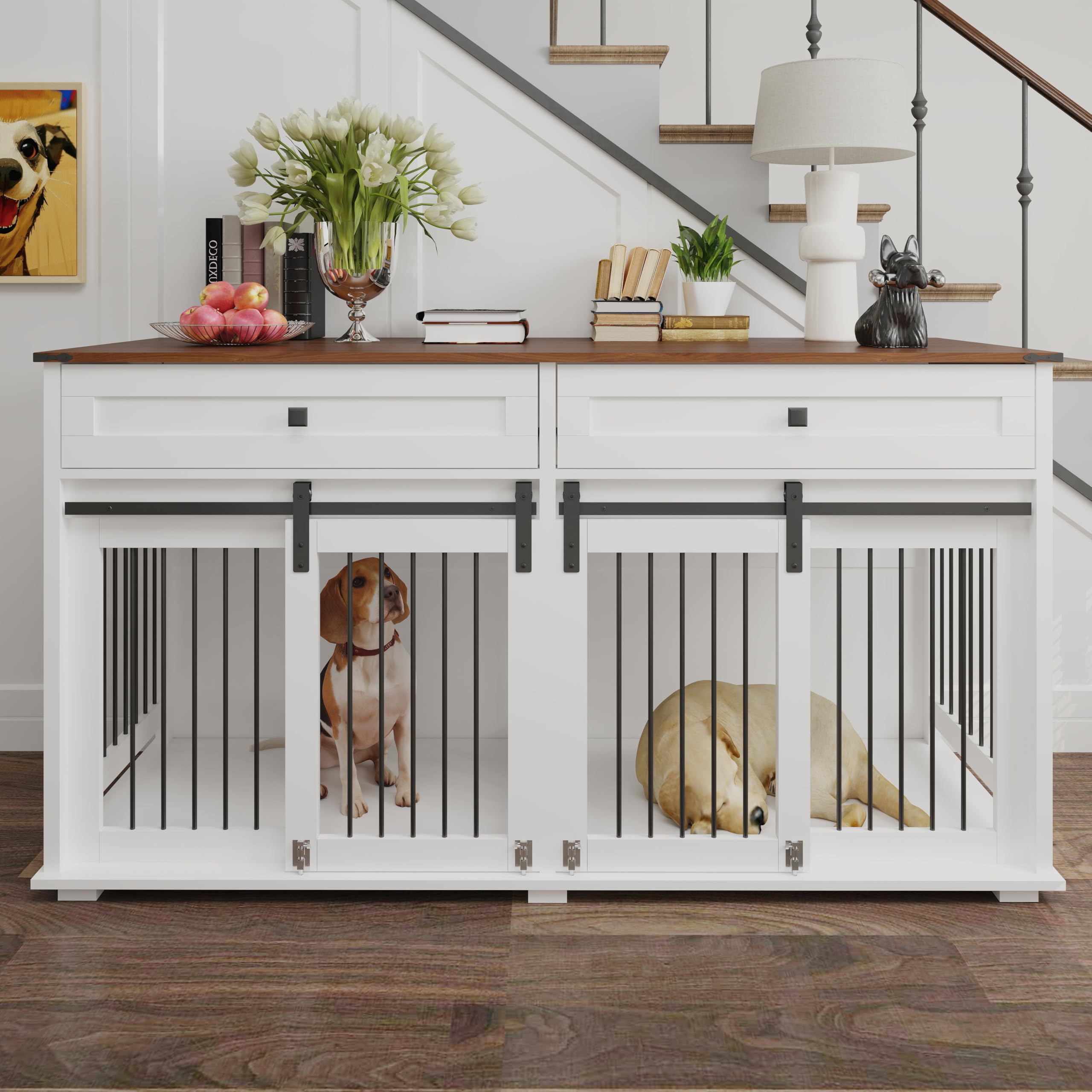 Snapklik.com : KEIKI Large Dog Crate Furniture For 2 Large Medium Dogs ...