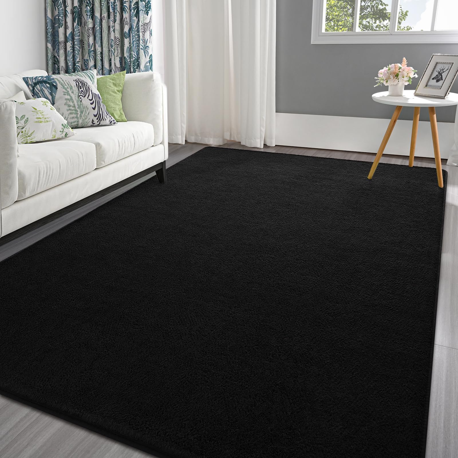 Amazon.com: Pet Friendly Solid Color Area Rugs Black - 5' x 8 ...