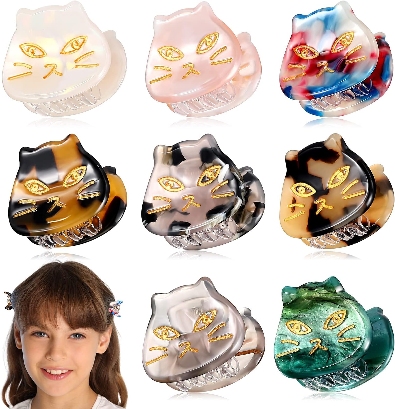 Amazon.com : Crowye 8 Pcs Cute Cat Small Hair Clips Forehead Bangs ...