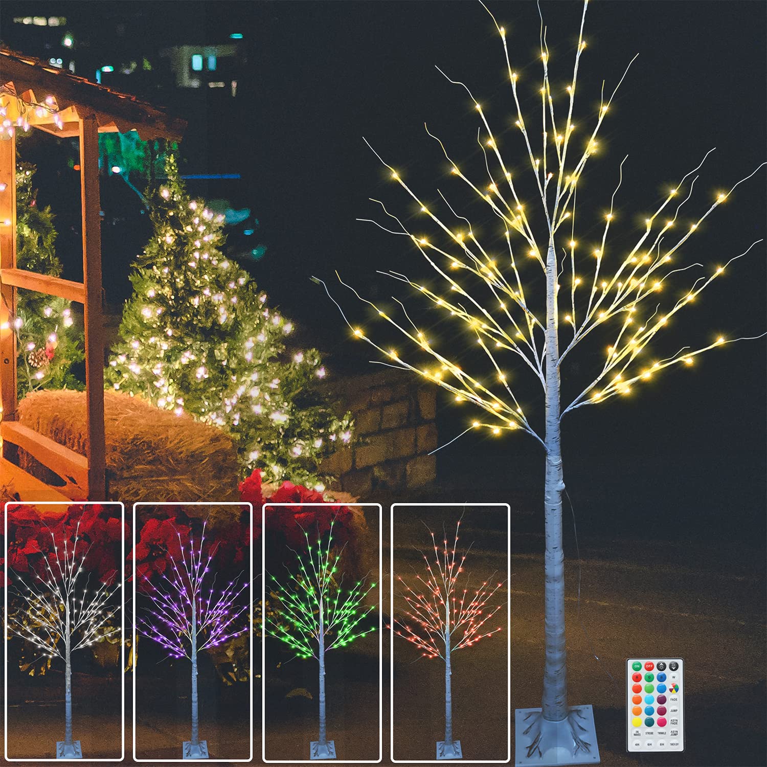 Amazon.com: 120 LED 6 FT Colorful Lighted Birch Tree, Light Up ...