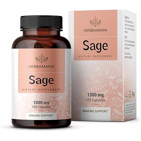 Amazon.com: HERBAMAMA Sage Capsules - 1000mg, 100 Capsules - Organic ...