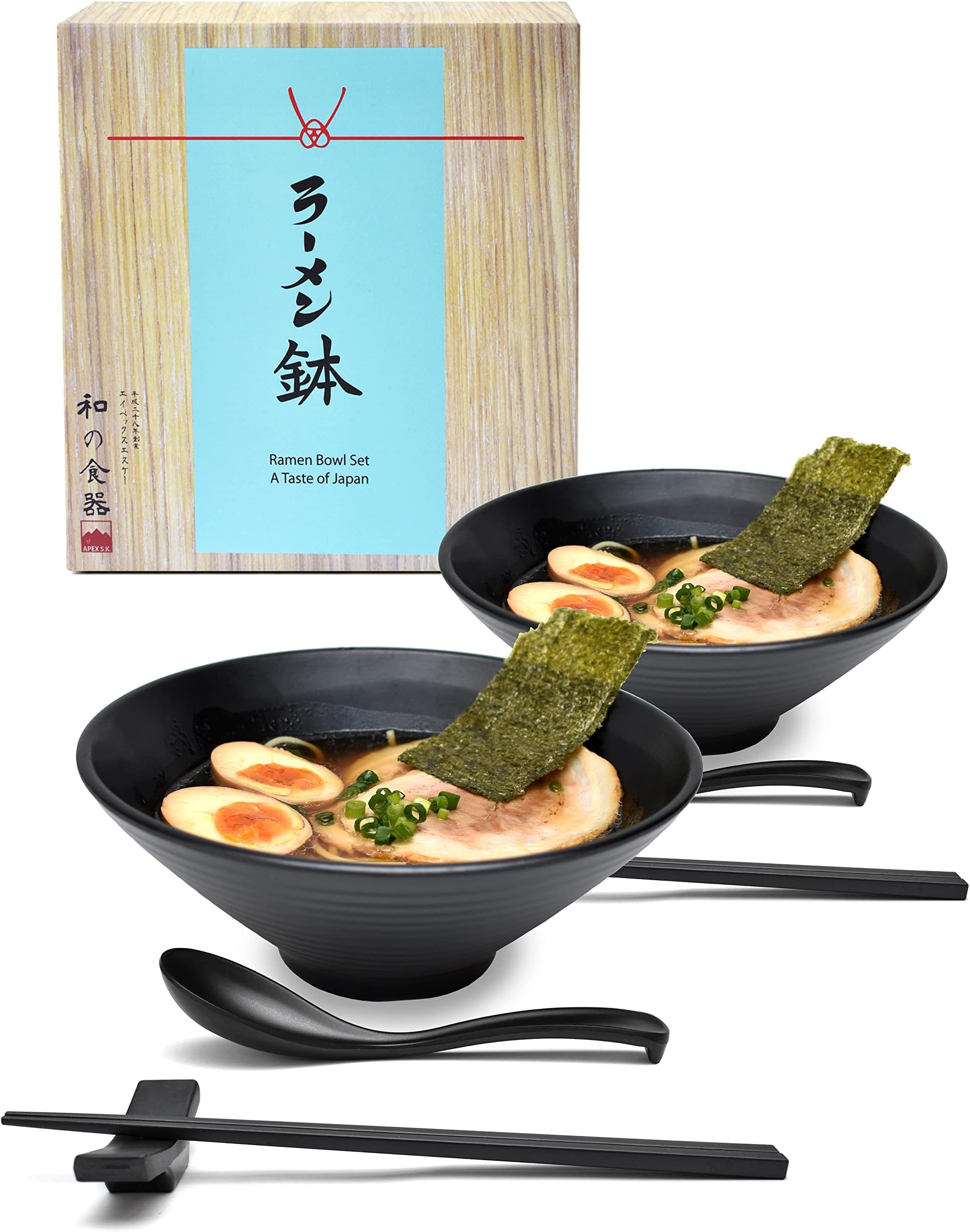 APEX S.K. 2 Sets (8 Pieces) 32 Ounce Japanese Ramen Noodle Soup Bowl ...