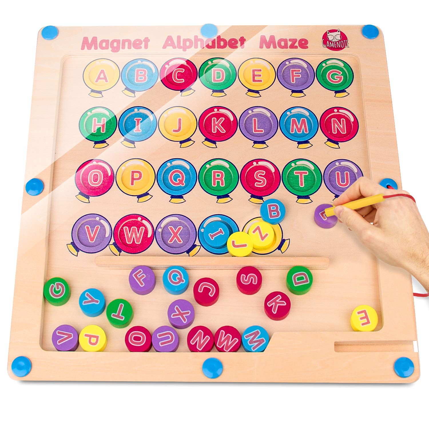 Gamenote Magnetic Alphabet Maze Board With 4 Activity Cards Wooden gamenote-magnetic-alphabet-maze-board-with-4-activity-cards-wooden