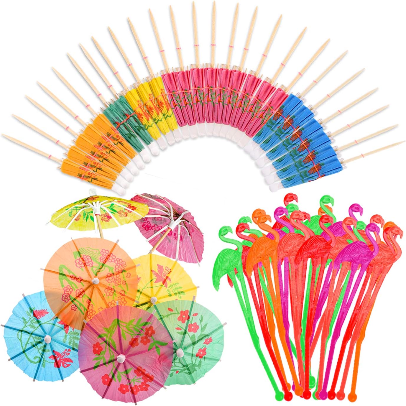 WXJ13 50 Pieces Flamingo Cocktail Stirrers Swizzle Sticks Paper ...