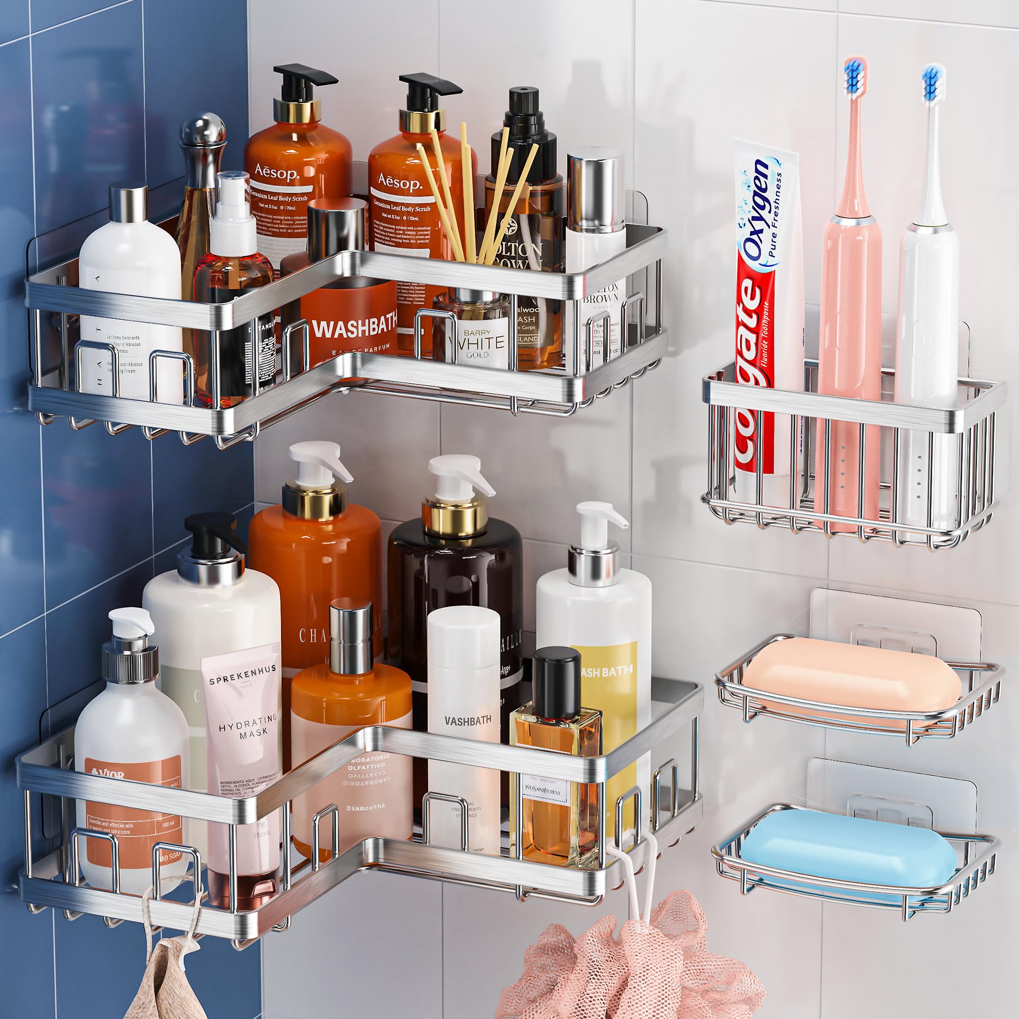 Amazon.com: MAXIFFE 5 Pack Shower Caddy, Bathroom Organizers and ...