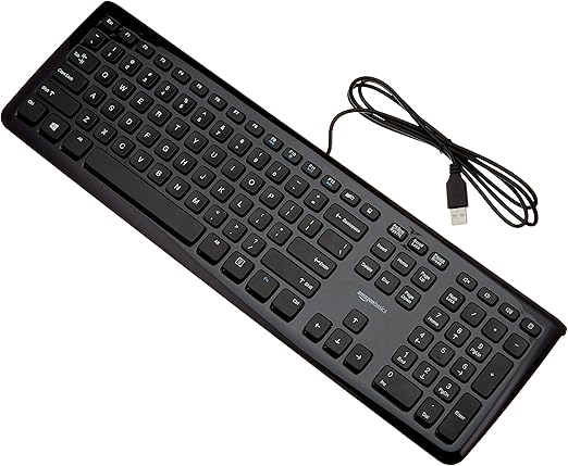 Amazon.com: Amazon Basics Wired Keyboard, Keyboard only (1-Pack), black ...