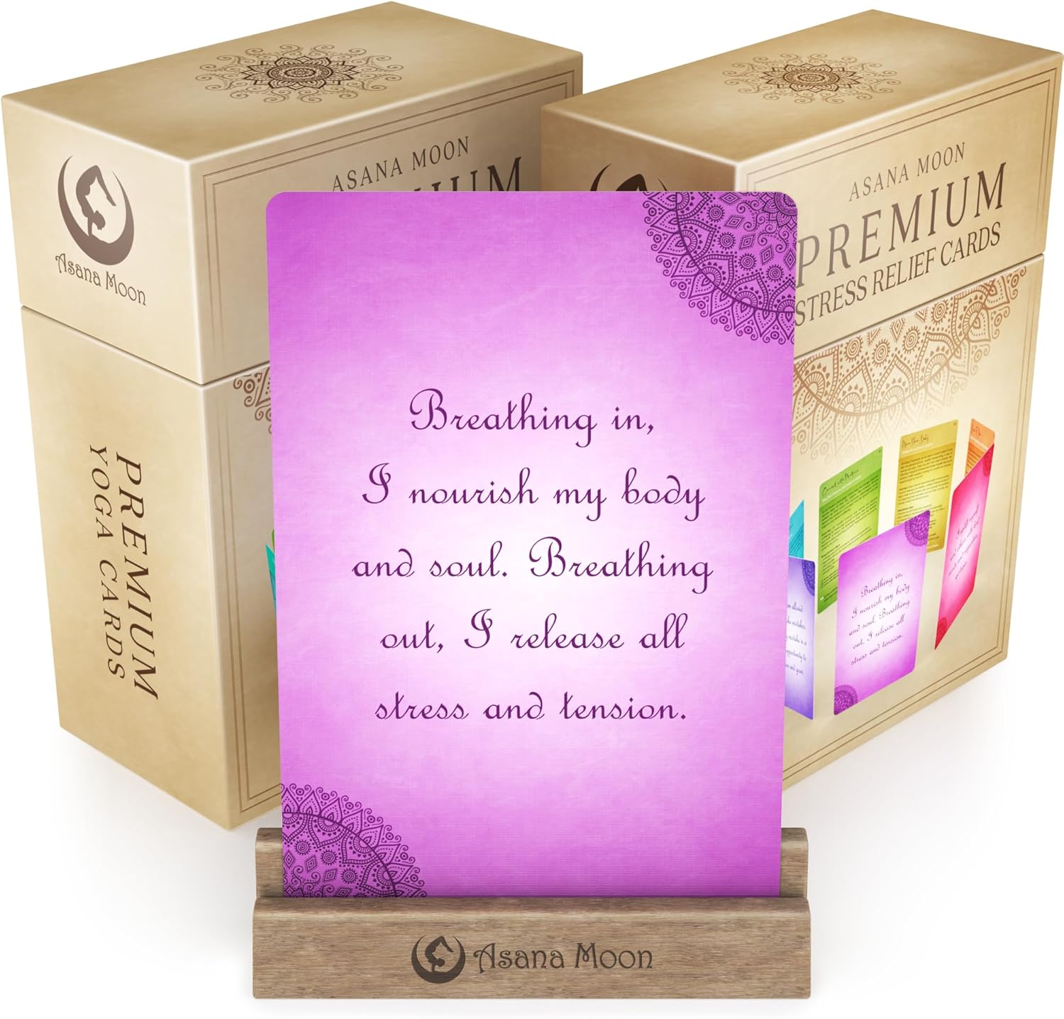 Amazon.com: Asana Moon Yoga Cards and Stress Relief Cards Bundle – Yoga ...