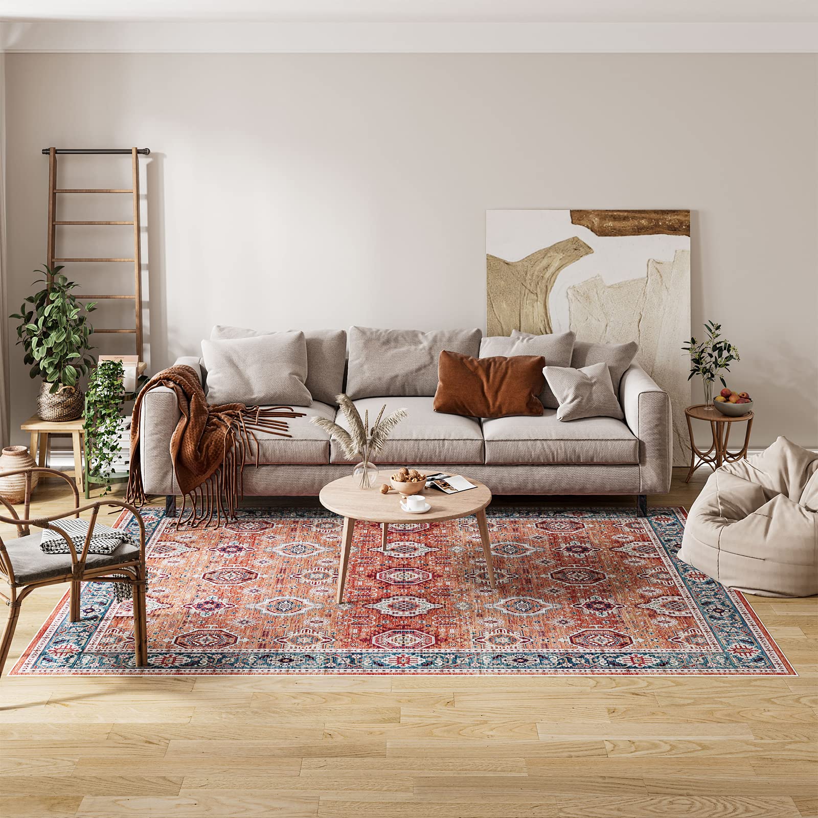 Dripex 8x10 Area Rugs - Stain Resistant Washable Rug Distressed Boho ...