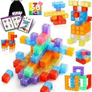 Amazon.com: TOY Life 36Pcs Magnetic Blocks for Kids Ages 3 4 5 8, Magnetic Building Blocks ...