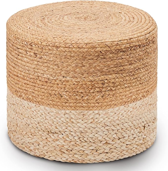 Amazon.com: Wimarsbon 18'' Pouf Ottoman, Natural Braided Poof, Round ...