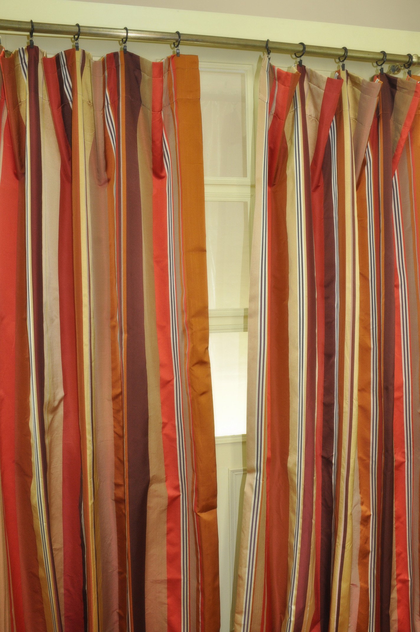 Amazon.com: Faux Silk multi stripes rod pocket curtains/panels/drapes ...