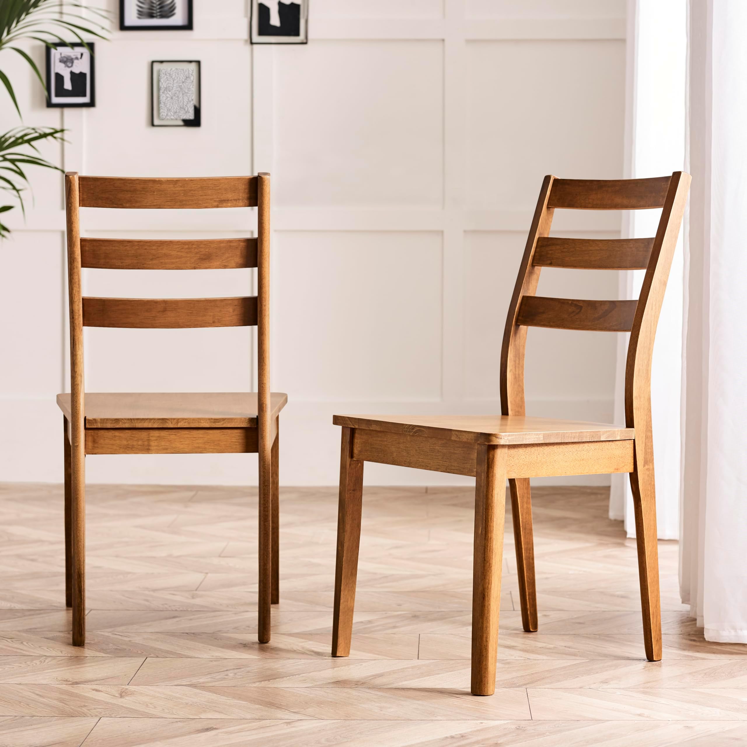 Furniturebox UK 2x Wood Dining Chair - Lynton Dark Walnut Stain Wooden ...