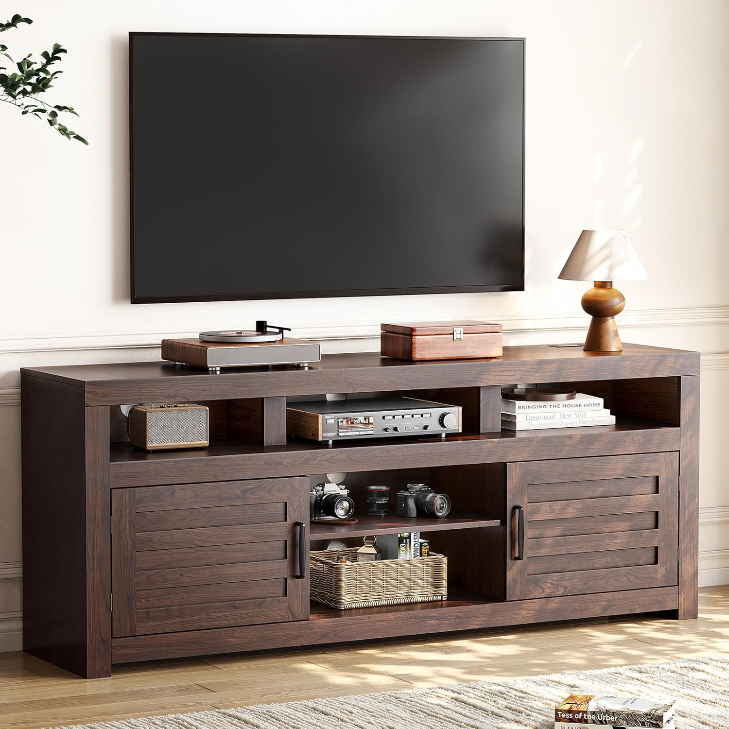 Amazon.com: ONBRILL Modern Farmhouse TV Stand for 75 inches Television ...