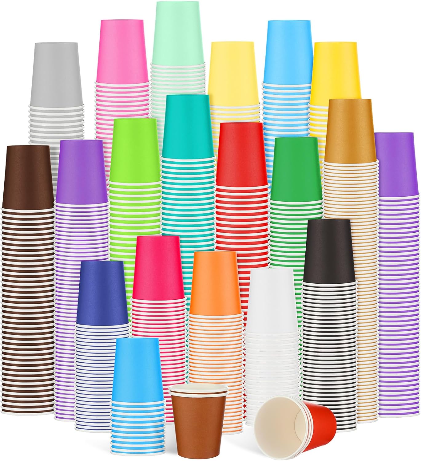 Amazon.com: Maxcheck 1000 Pieces Multicolor Paper Cups 5 oz Mouthwash ...