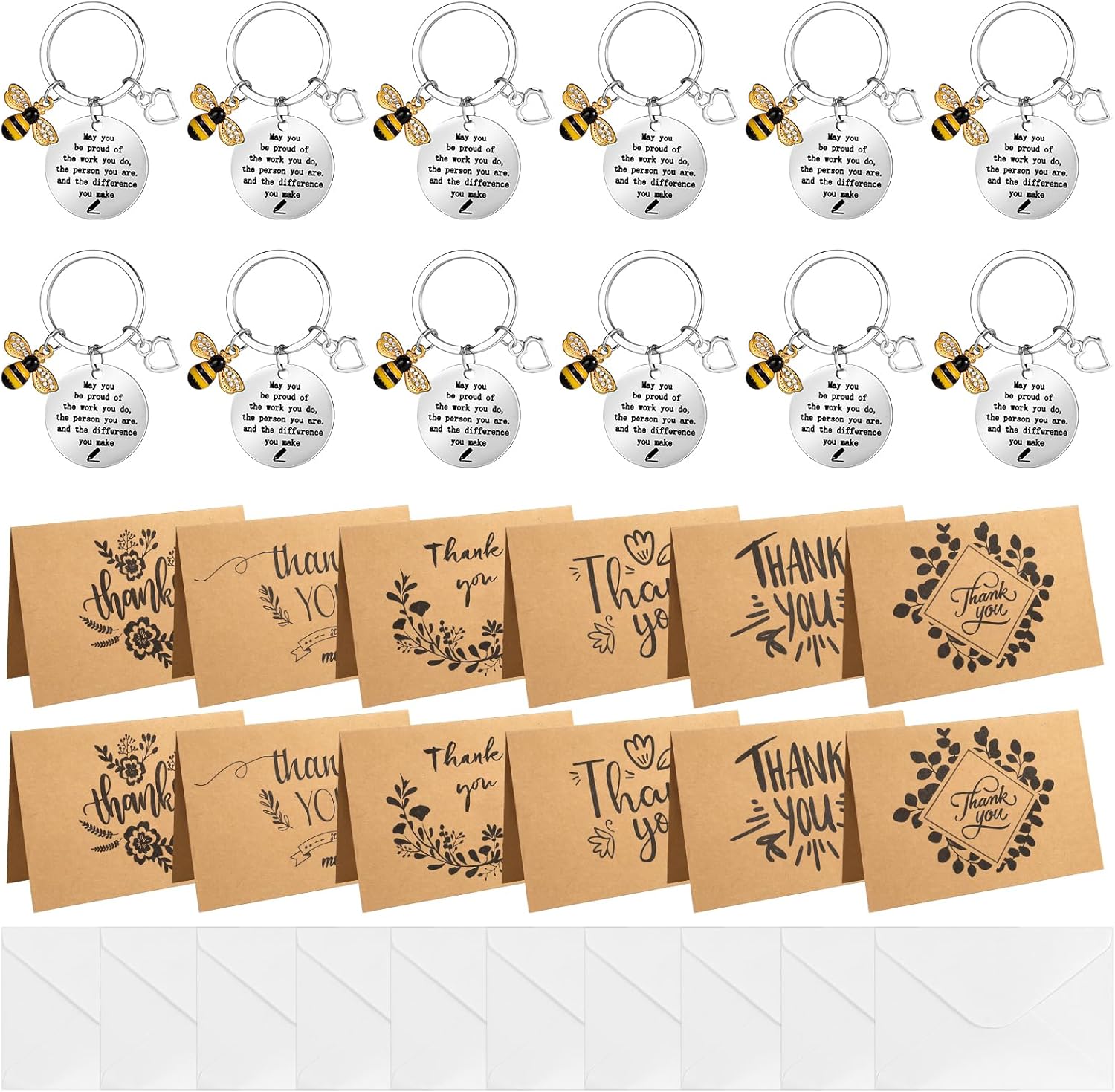 12PCS Thank You Keychain Gifts, Inspirational Keychain, Bulk Employee ...