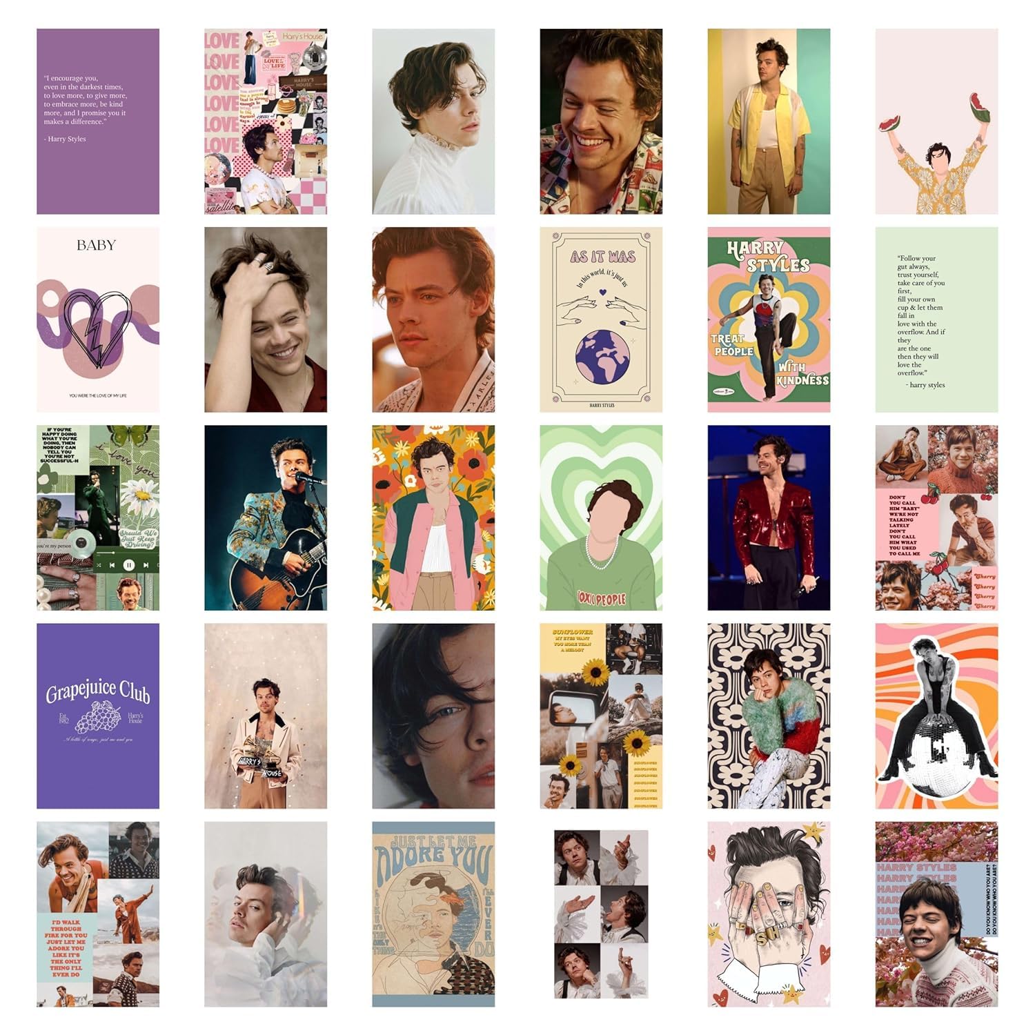 Harry Styles Collection Posters | Set of 30 | 4x6 inch each, Wall ...