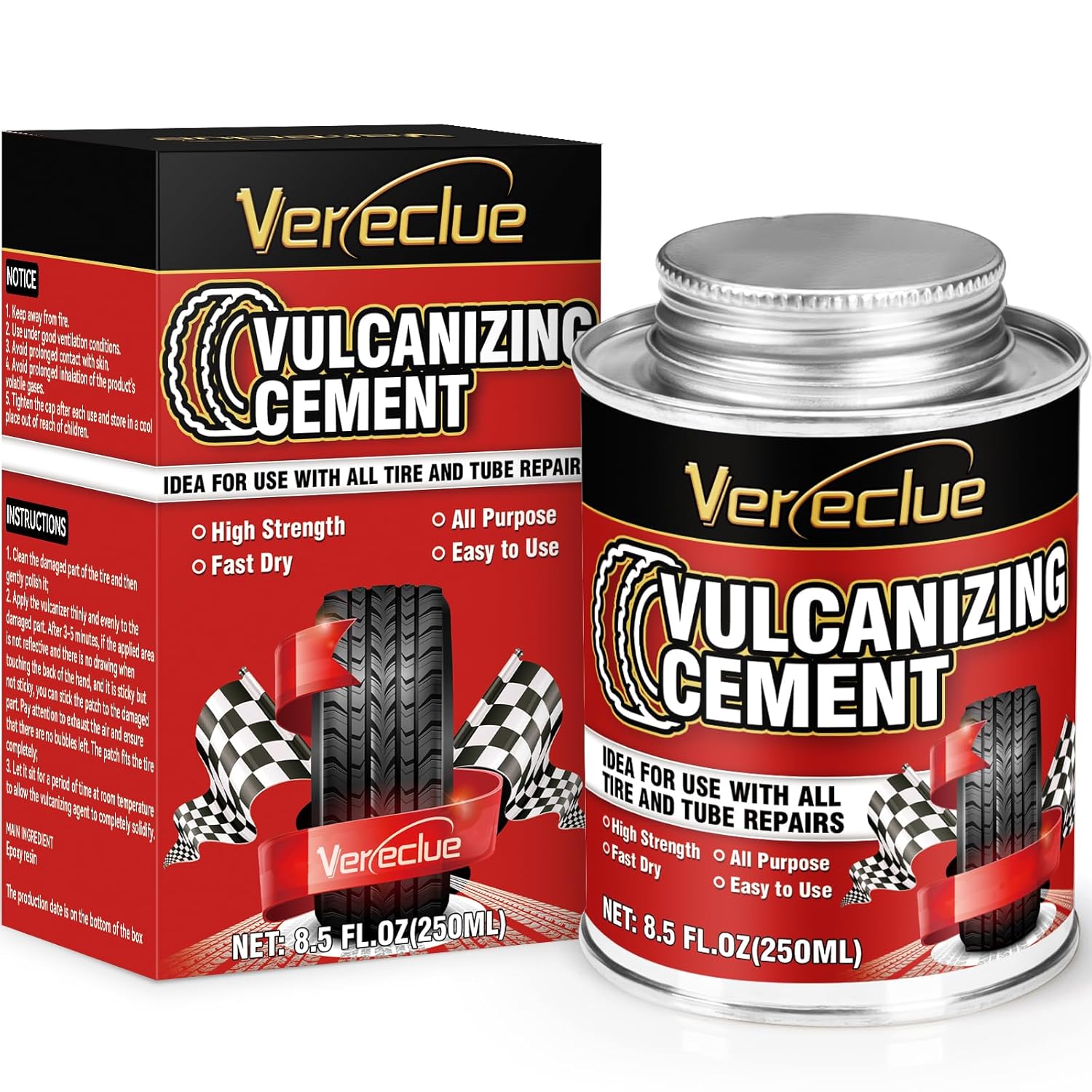 Chemical Vulcanizing Cement 8.5FL.Oz, All Purpose Tire Repair ...