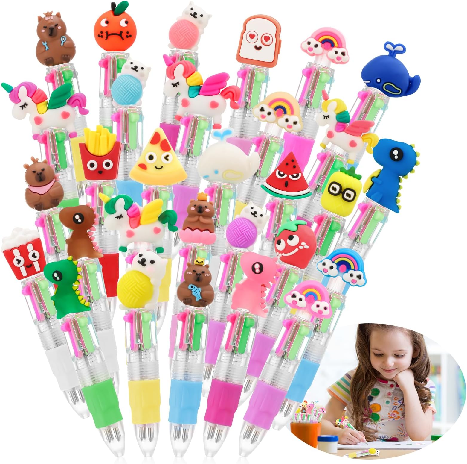 Multicoloured Pens All in One - Fun Cartoon 4-Color Pen Set (30-Pack ...