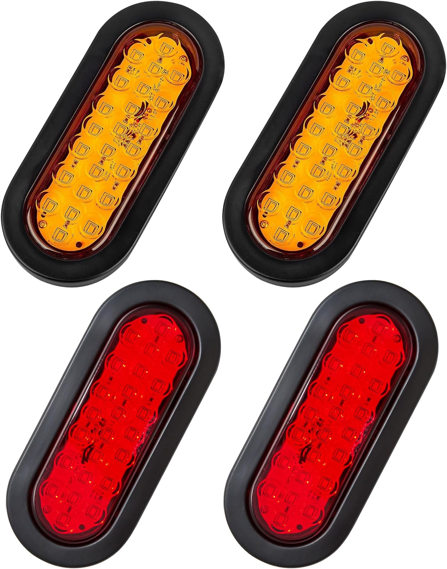 Amazon.com: Oyviny 6 Inch Oval Red 24 LED Trailer Tail Lights 2PCS + 6 ...