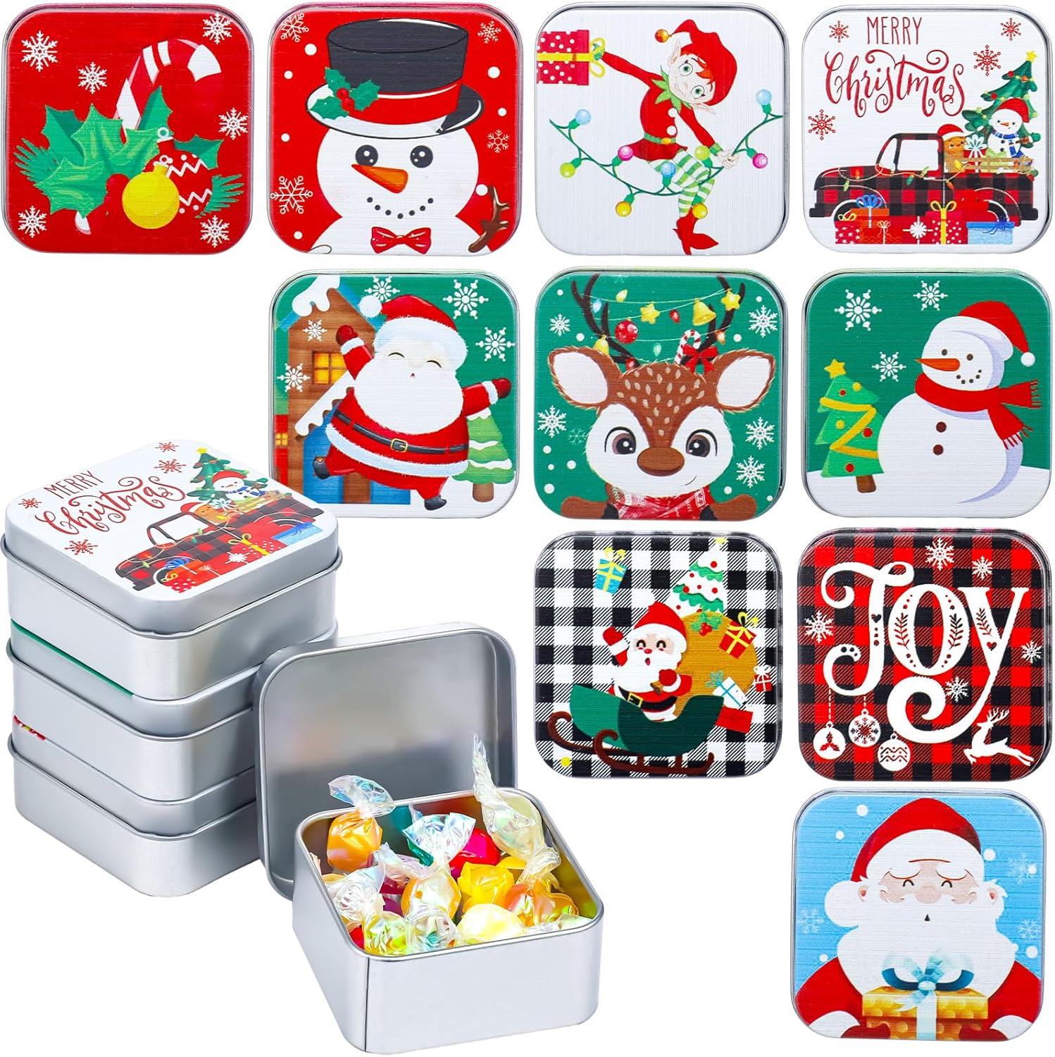 Amazon.com: 20 Pcs Christmas Cookie Tins with Lids Christmas Tins and ...