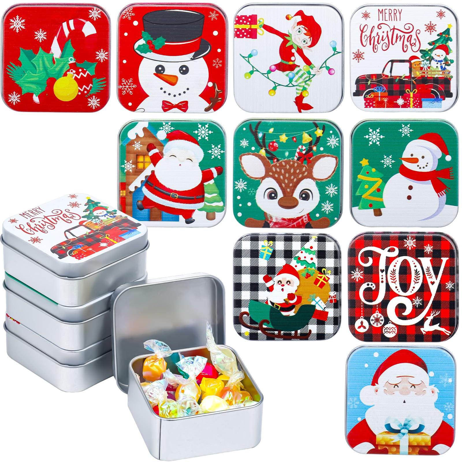 Amazon.com: 20 Pcs Christmas Cookie Tins with Lids Christmas Tins and ...