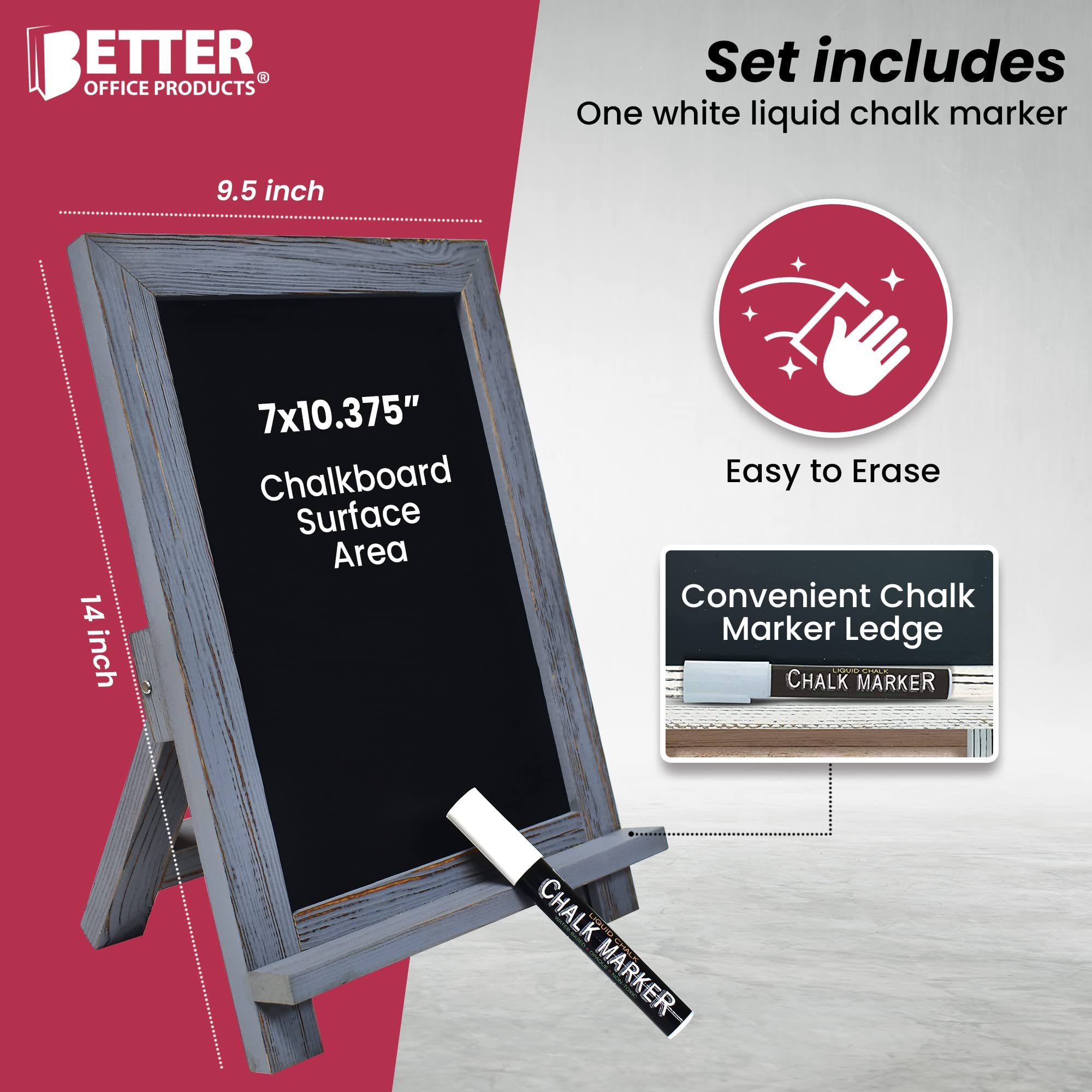 Snapklik.com : Better Office Products Framed Tabletop Chalkboard Sign ...
