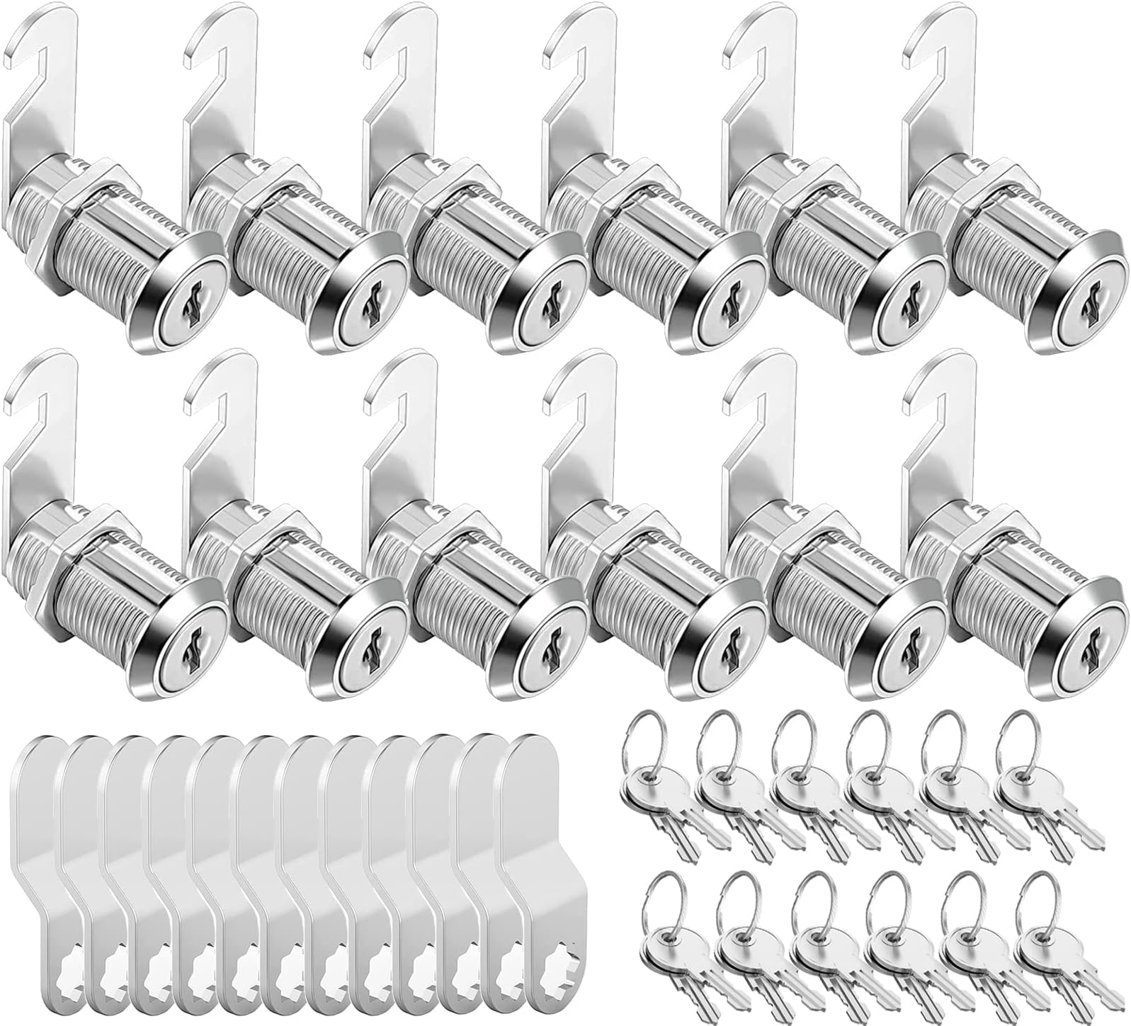 KEJJNYER 10 Pack Cam Locks Set Keyed Alike, 1-1/8'' Cylinder Fits on 7/ ...