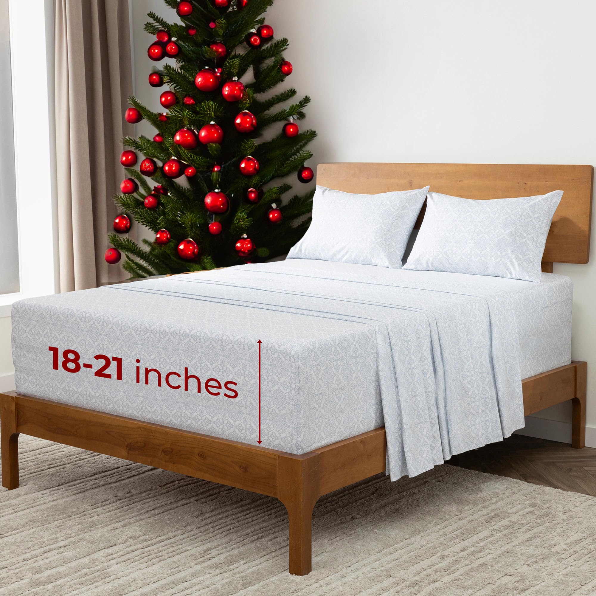 Amazon.com: Mellanni Extra Deep King Sheets - 4 PC Iconic Collection ...