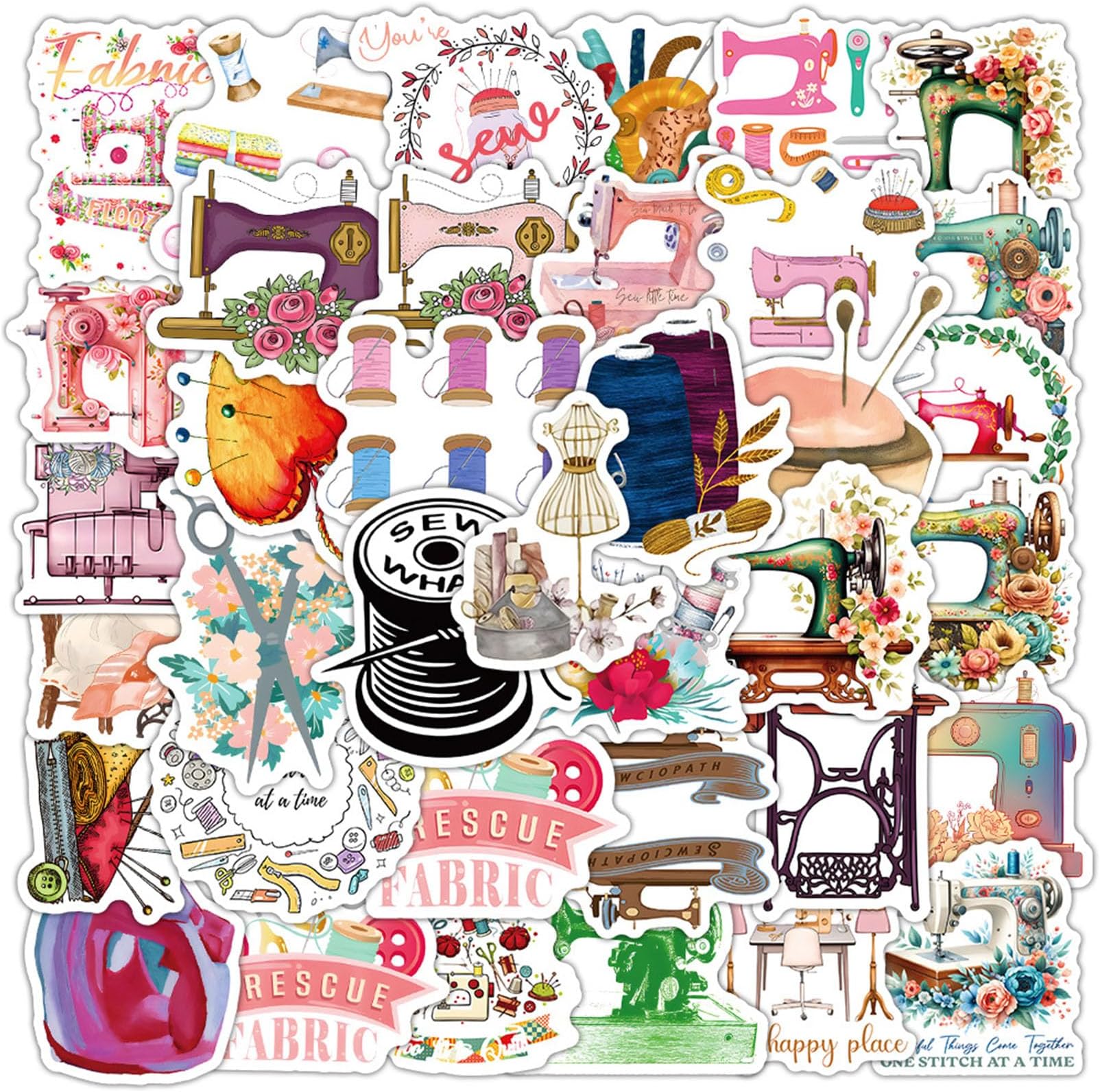 Amazon.com: Sewing Machine Stickers, 70pcs Cartoon Graffiti Sewing ...