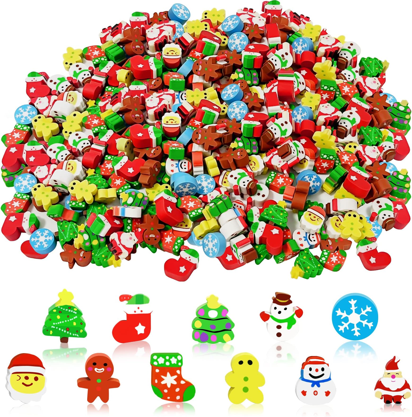 Amazon.com: Juvale 100 Pieces Mini Christmas Erasers for Kids Party ...