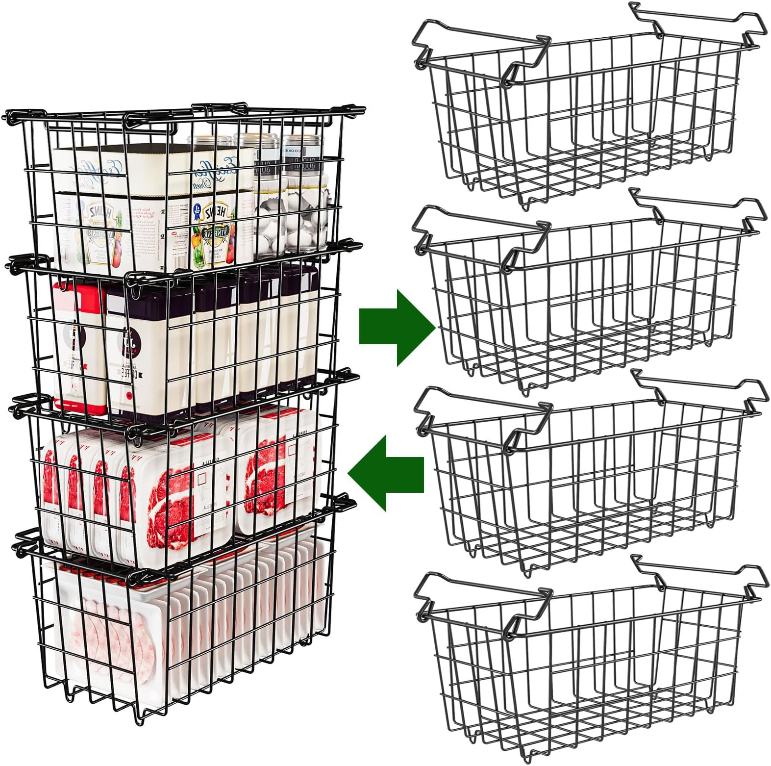 Amazon.com: Mkway Chest Freezer Organizer Bins Stackable - 4 Pack Deep ...