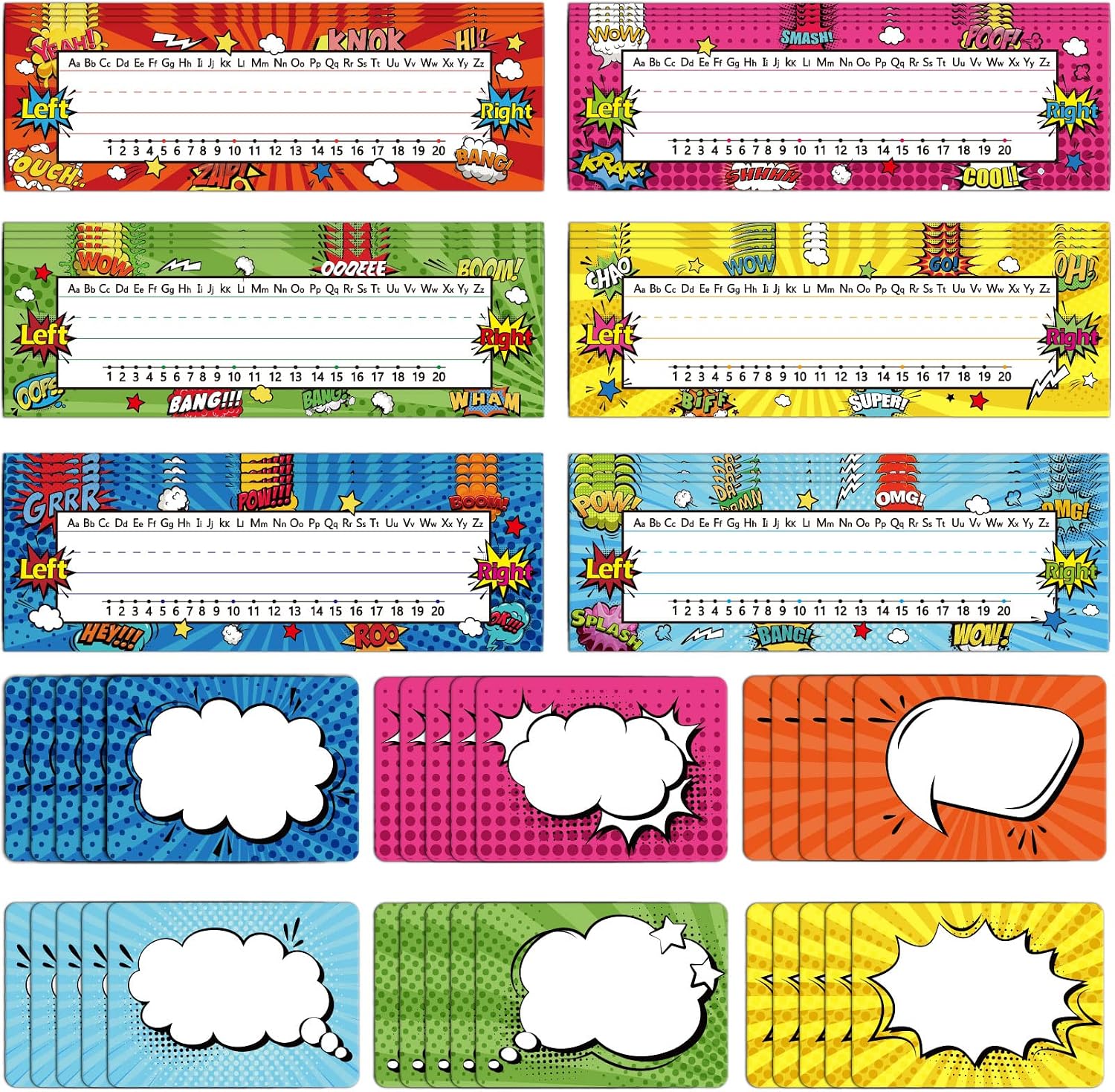 120pcs Back to School Hero Comic Name Tags Teacher Flat Name Plates ...