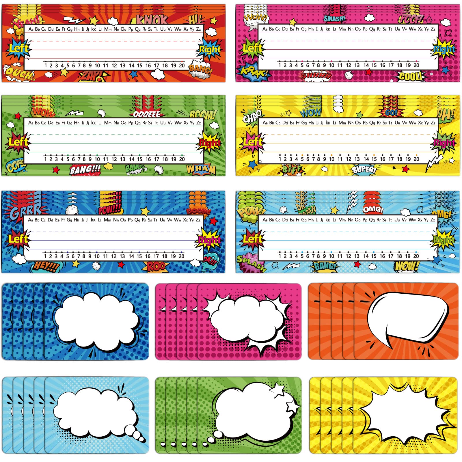 Amazon.com: 120pcs Back to School Hero Comic Name Tags Teacher Flat ...