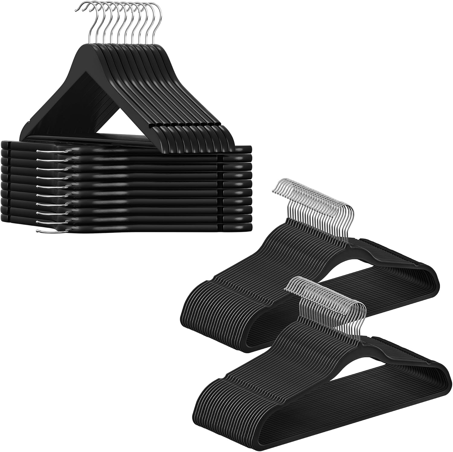 Amazon.com: SONGMICS Wooden Hangers and Plastic Hangers Bundle, 20-Pack ...