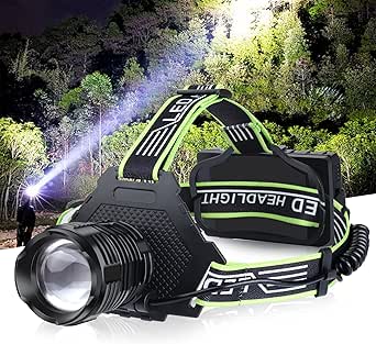 Rechargeable LED Head Torch, 100000 High Lumens Head Torch Super Bright ...
