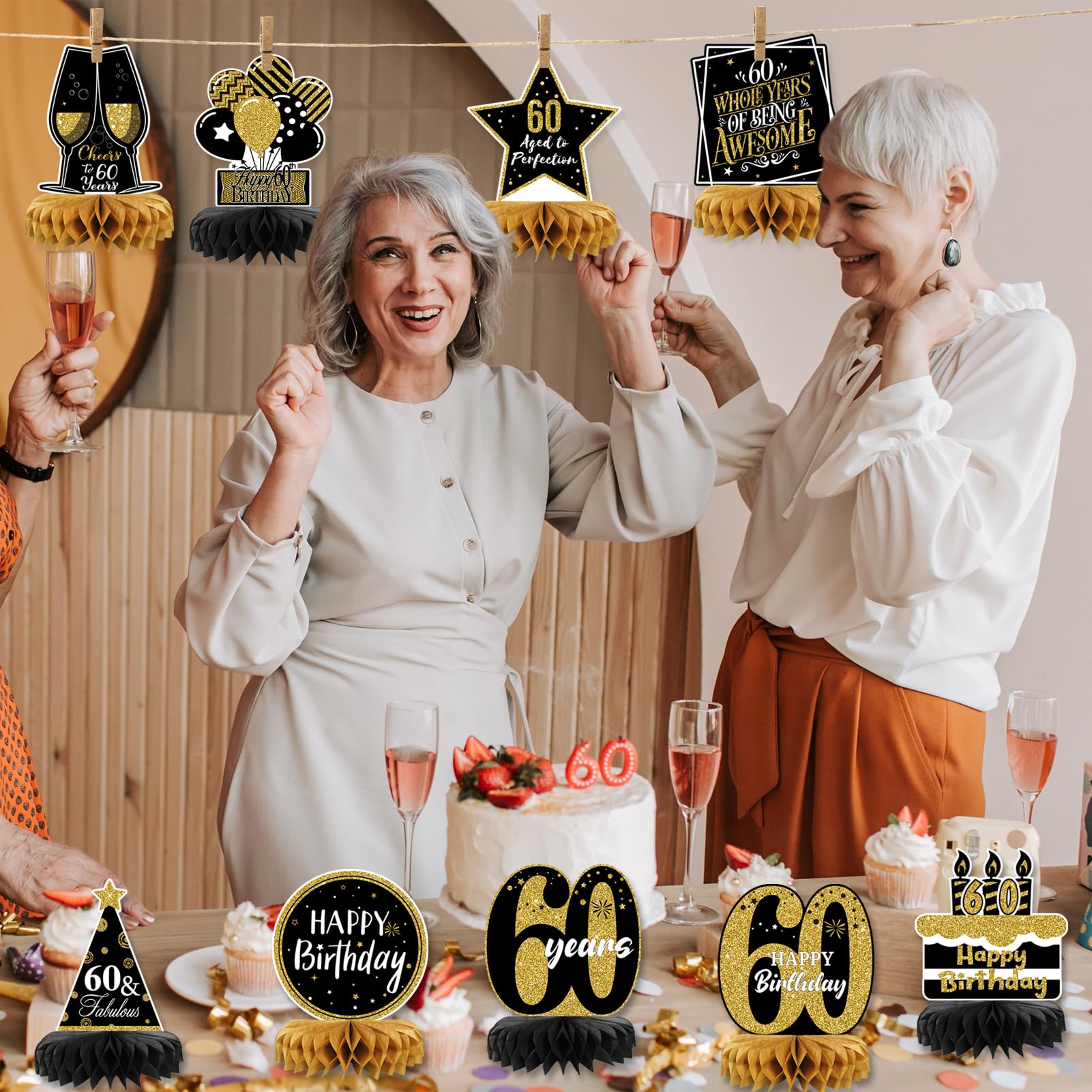 Snapklik.com : 9 Pieces 60th Birthday Table Decorations 60th Birthday ...