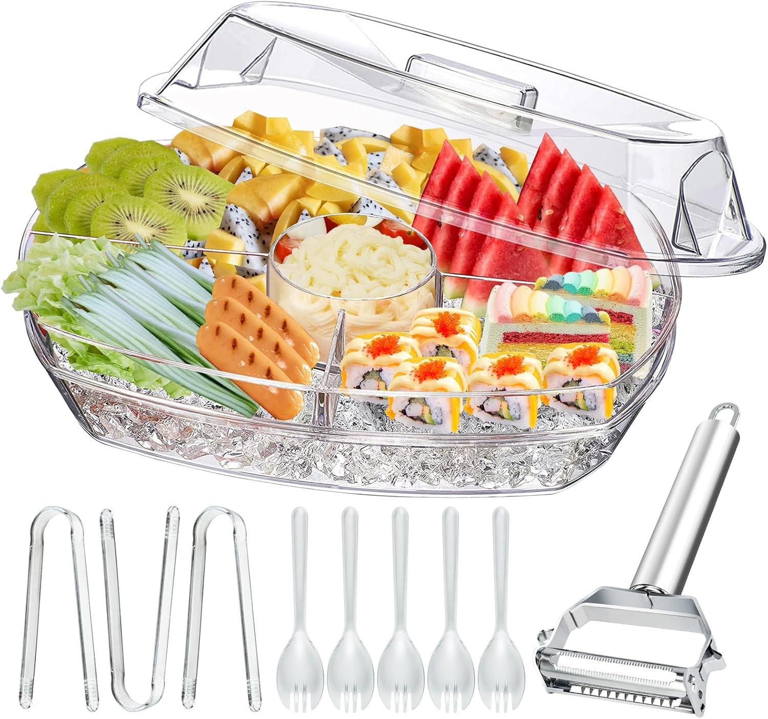 Amazon.com: MEHOEIME Ice Chilled Party Platter, 15 Inch Clear Veggie ...