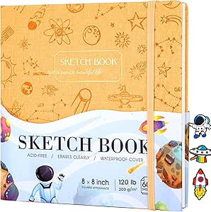 Amazon.com: Watercolor Sketch Book for Kids 120LB/200GSM 10"X 10" Cute ...