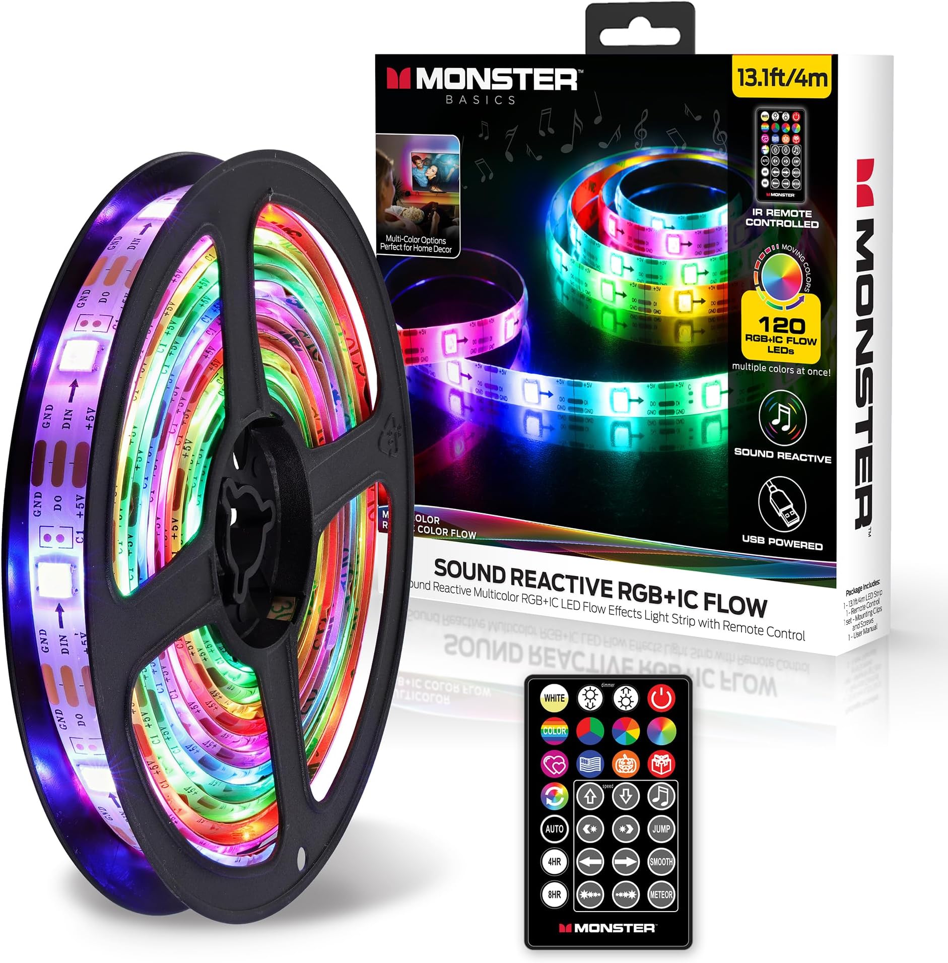 Amazon.com: Xtreme USB Powered Sound Reactive LED Light Strip with 8 ...